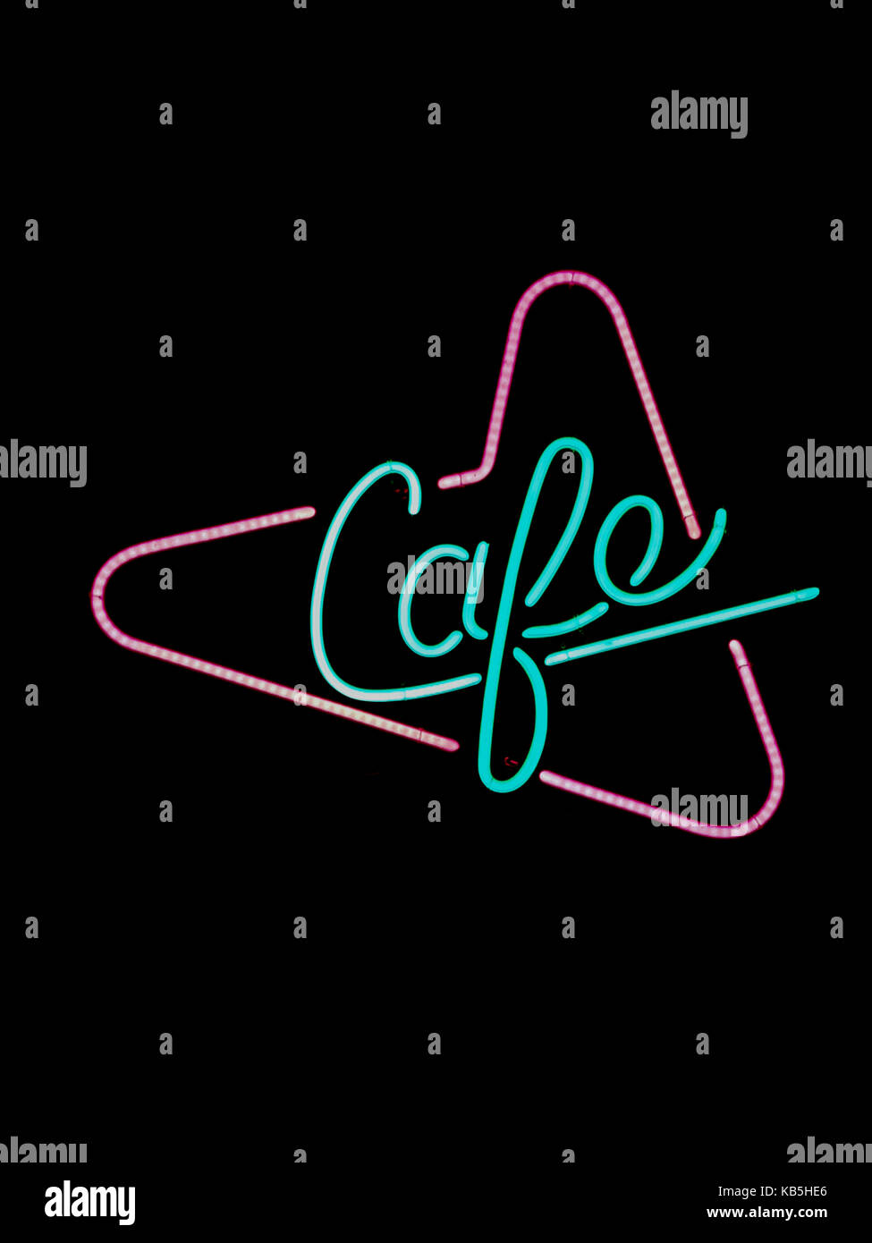 Black and red neon cafe sign on black background Stock Photo - Alamy