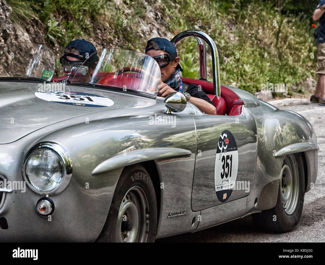 MG C TYPE MIDGET SUPERCHARGED 1932 on an old racing car in rally Mille ...