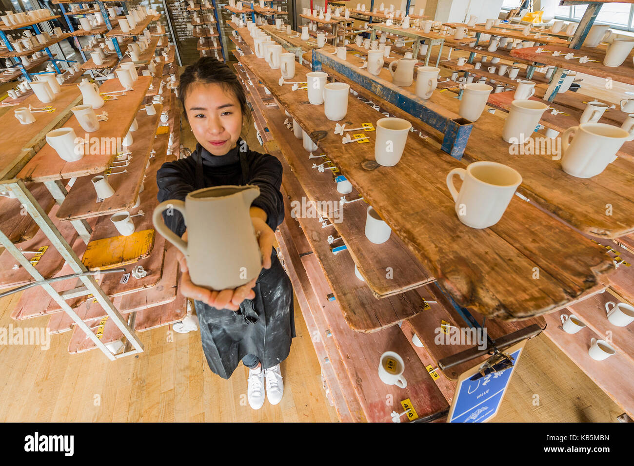 London, UK. 28th Sep, 2017. Student Bridgette Chang with racks of ...