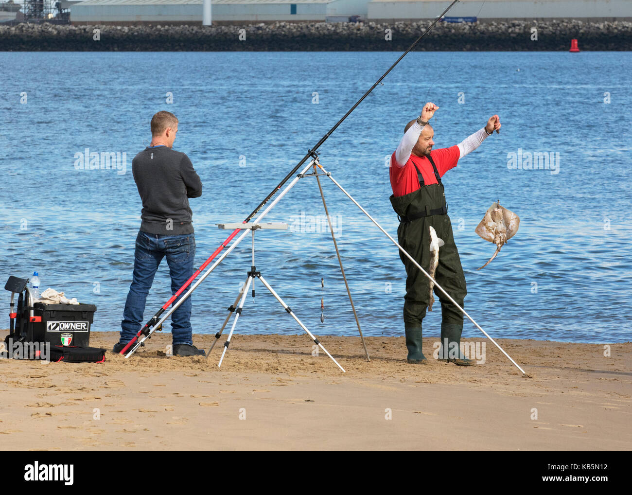 Sea fishing in the River Mersey on the extensive sands of New Brighton ...