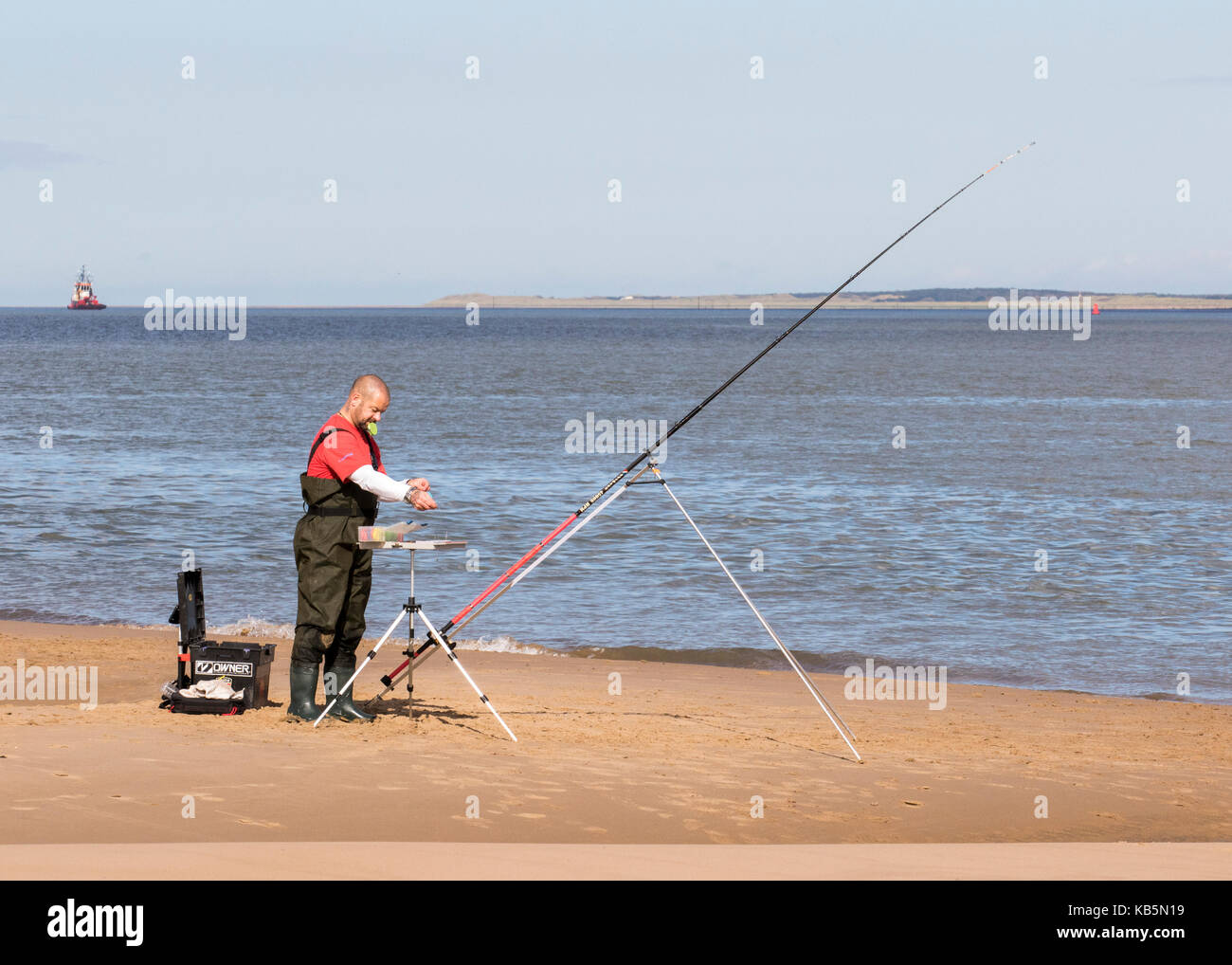 Sea fishing in the River Mersey on the extensive sands of New Brighton ...
