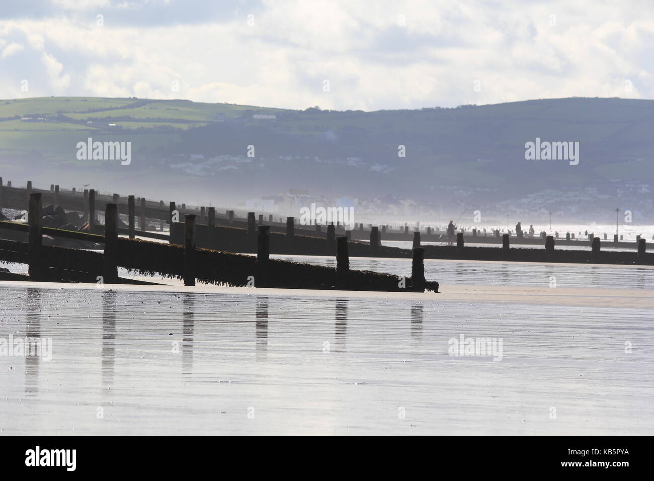 Borth beach Wales Sept 28th 2017 Warm weather on the Welsh coast, a ...