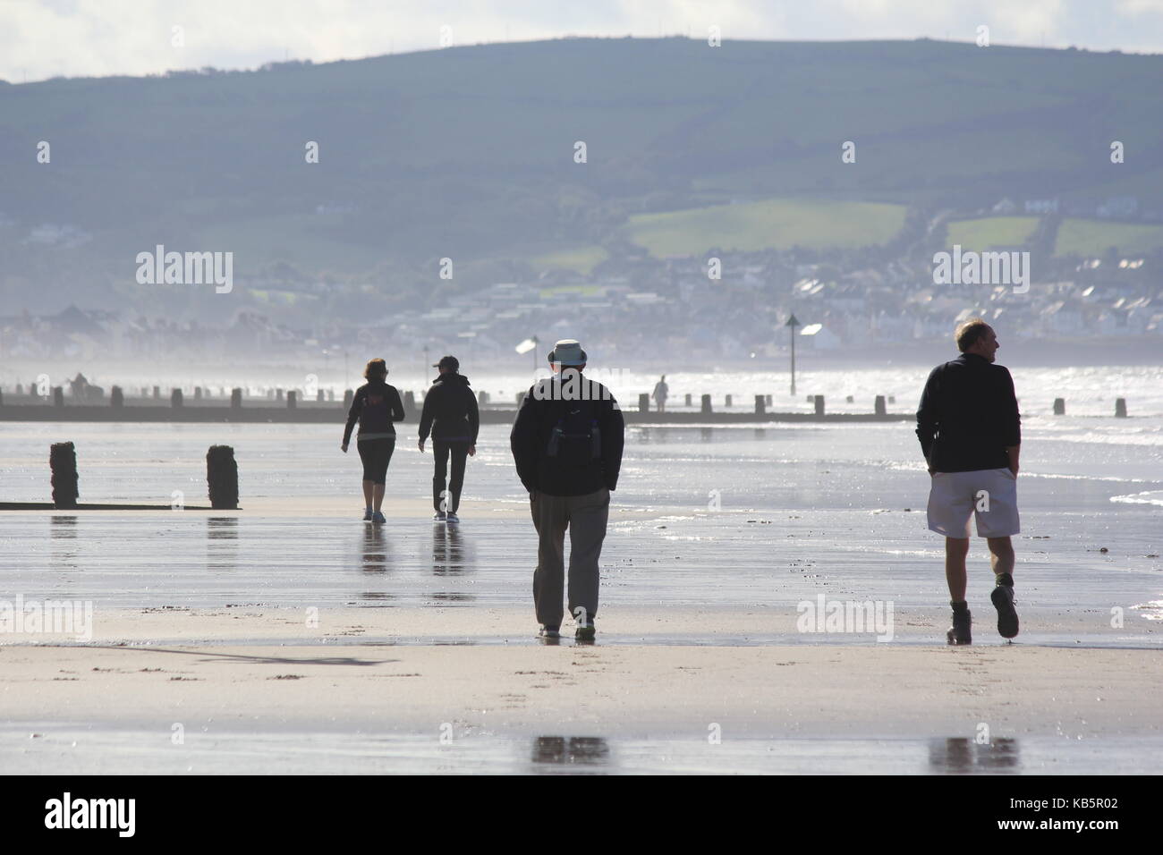 Borth beach Wales Sept 28th 2017 Warm weather on the Welsh coast, a ...
