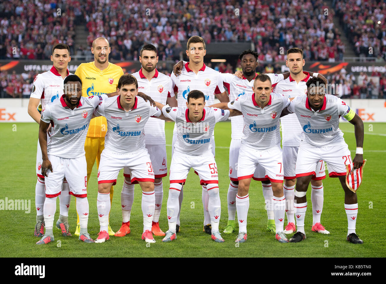 Cologne, Germany. 28th Sep, 2017. The players of Belgrade pose for a ...