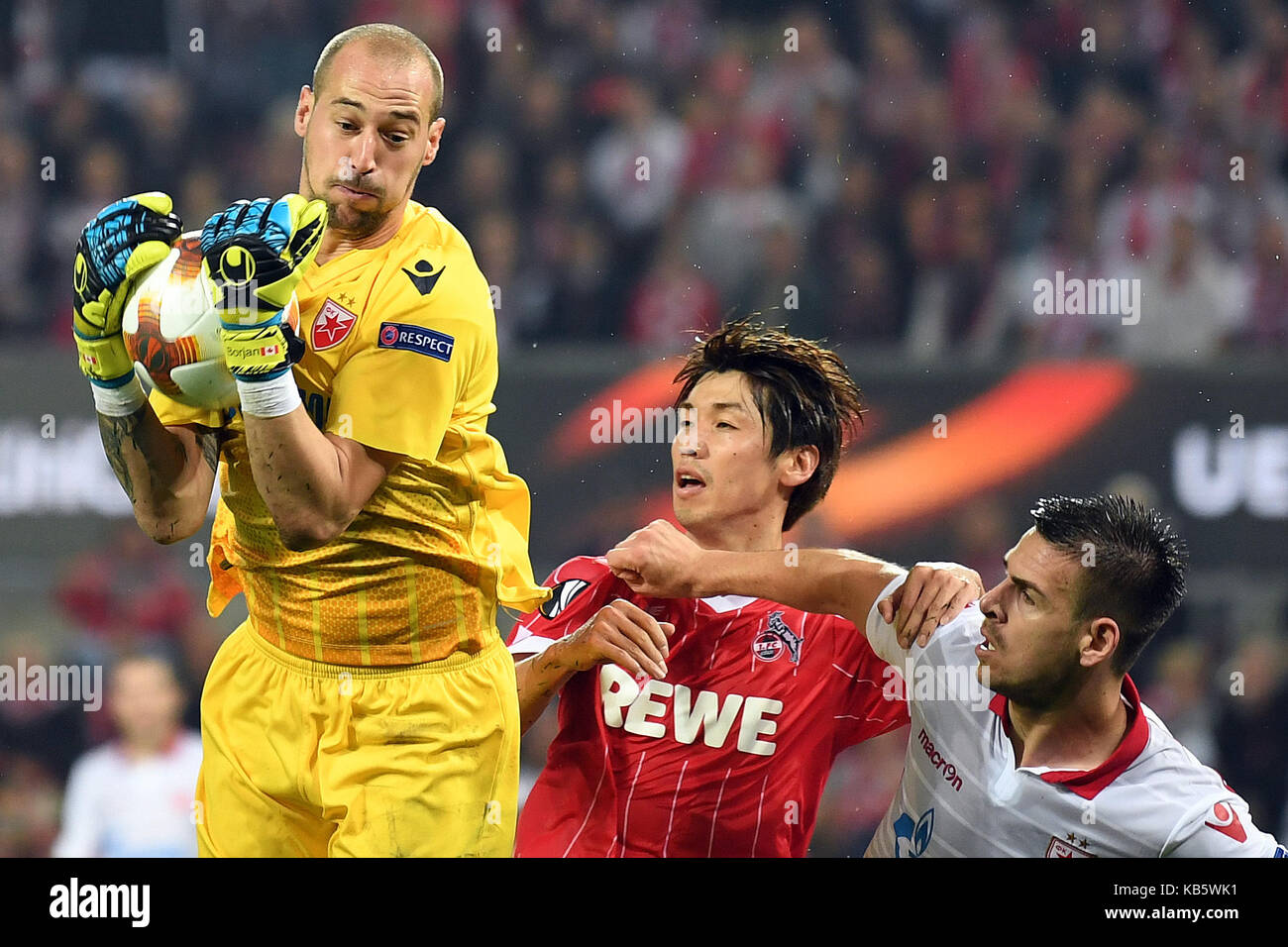 Cologne, Germany. 28th Sep, 2017. Belgrade's goalkeeper Milan Borjan ...