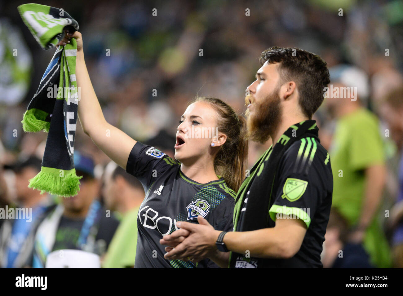 Seattle, WASHINGTON, USA. 27th Sep, 2017. Seattle ECS fans chant during ...