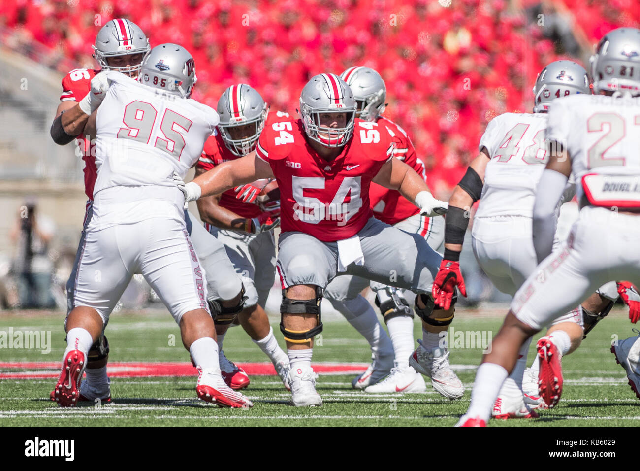 Ohio Stadium, Columbus, OH, USA. 23rd Sep, 2017. Ohio State Buckeyes offensive lineman Billy ...