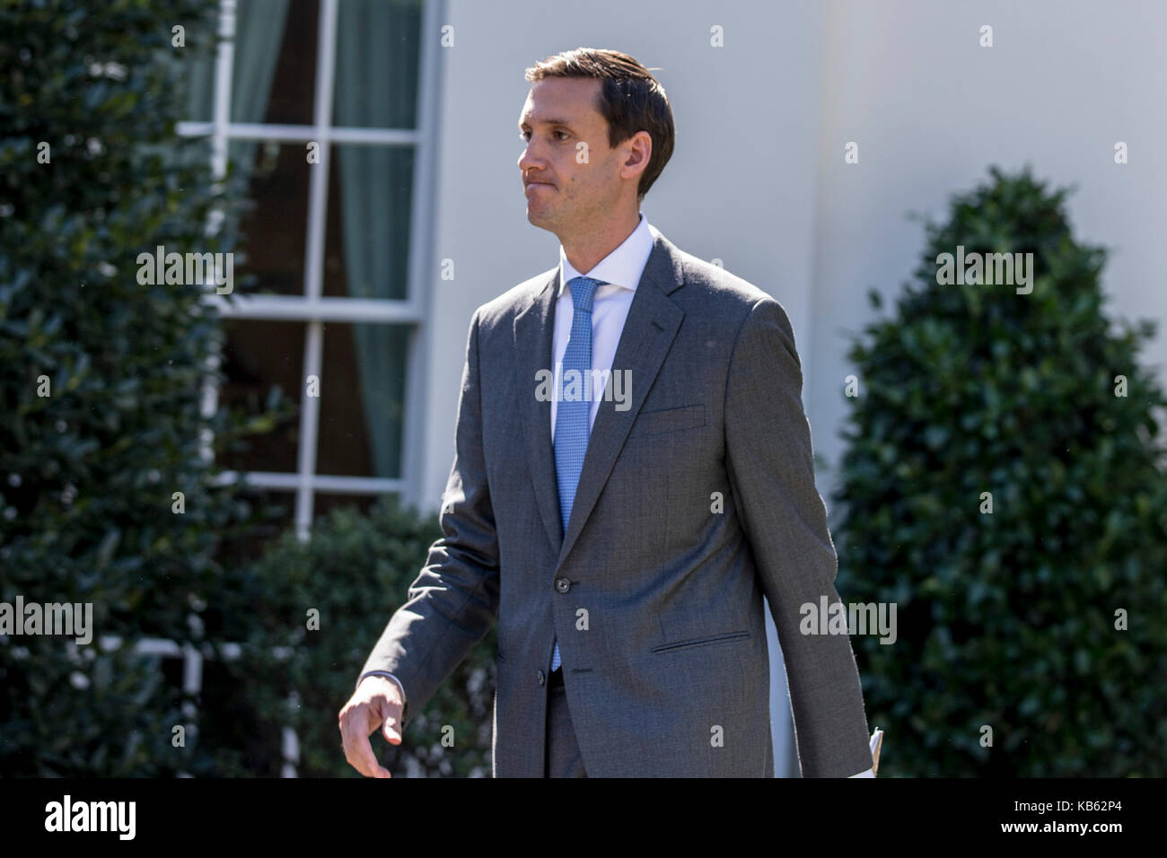 Homeland Security Advisor Tom Bossert walks to a podium outside the ...