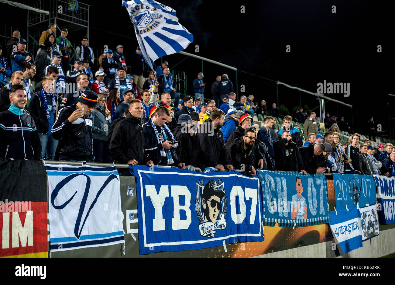Hoffenheim's fans celebrate during the Europa League match between ...