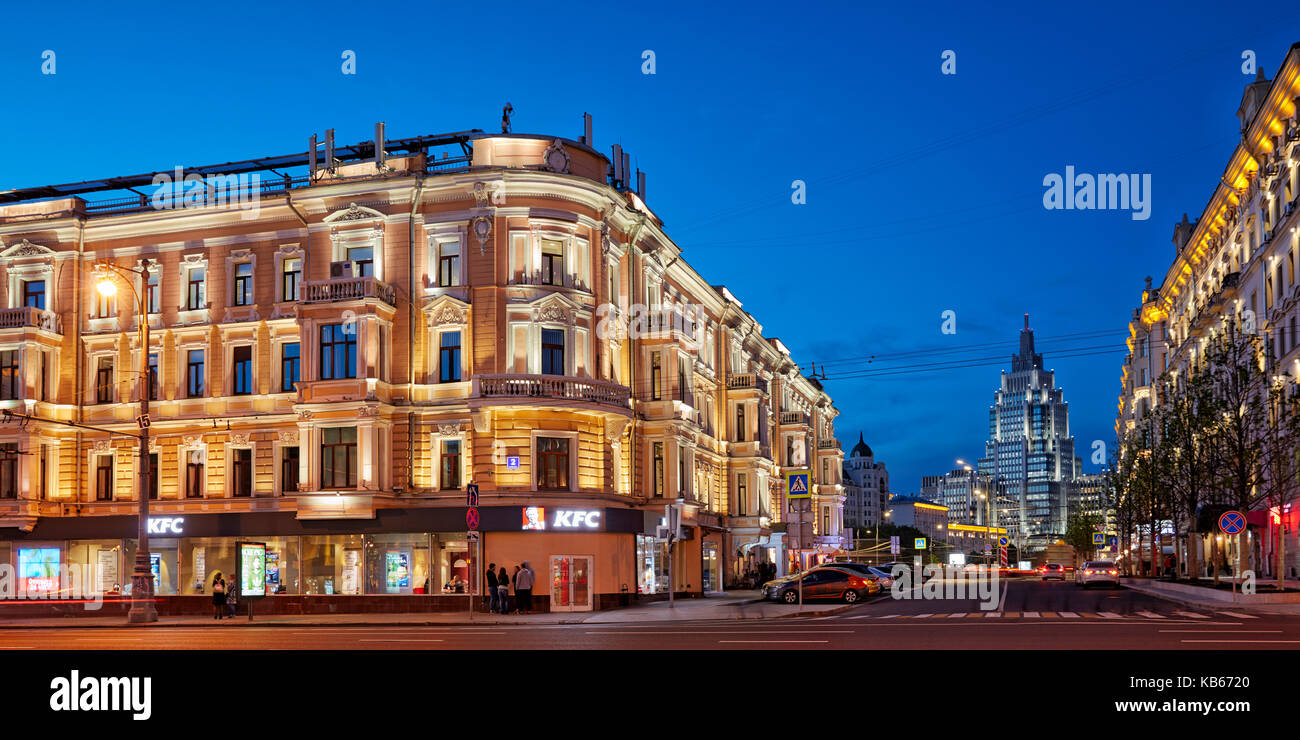 First Tverskaya-Yamskaya Street at dusk. Moscow, Russia Stock Photo - Alamy