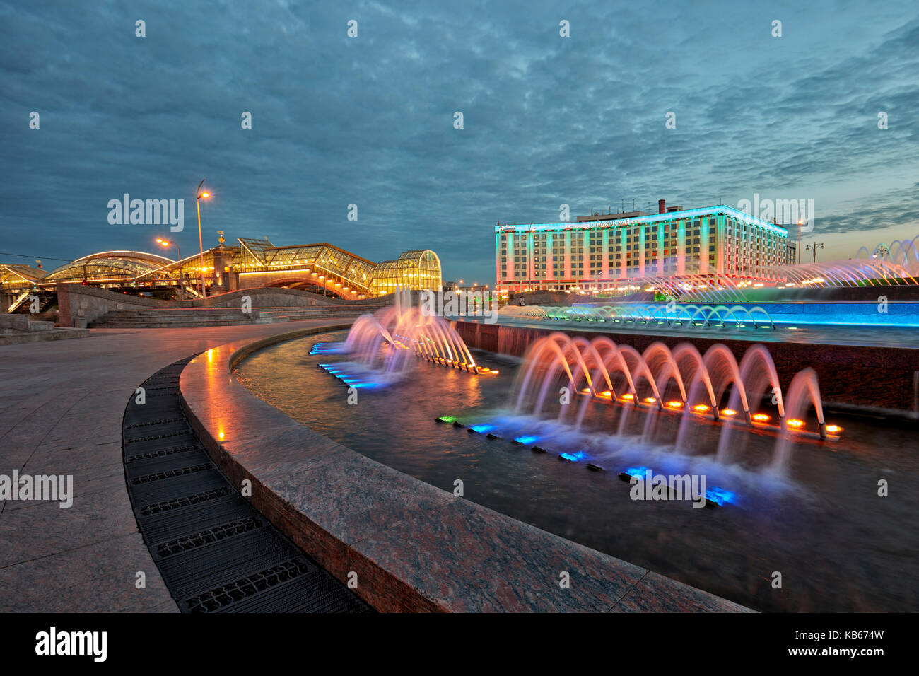 Square of Europe illuminated at dusk. Moscow, Russia Stock Photo - Alamy