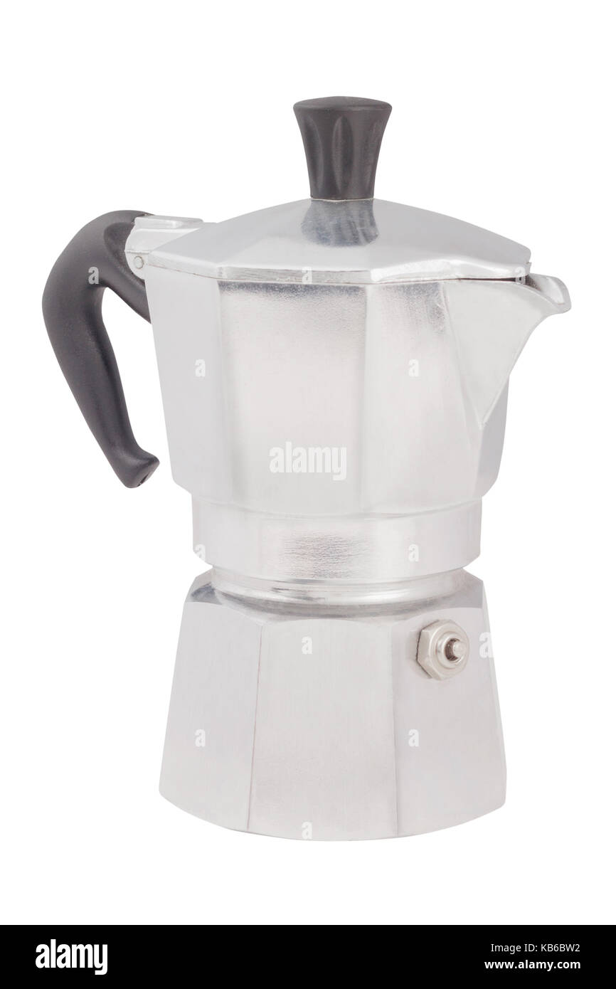 Metal geyser coffee pot, isolated on white background Stock Photo - Alamy