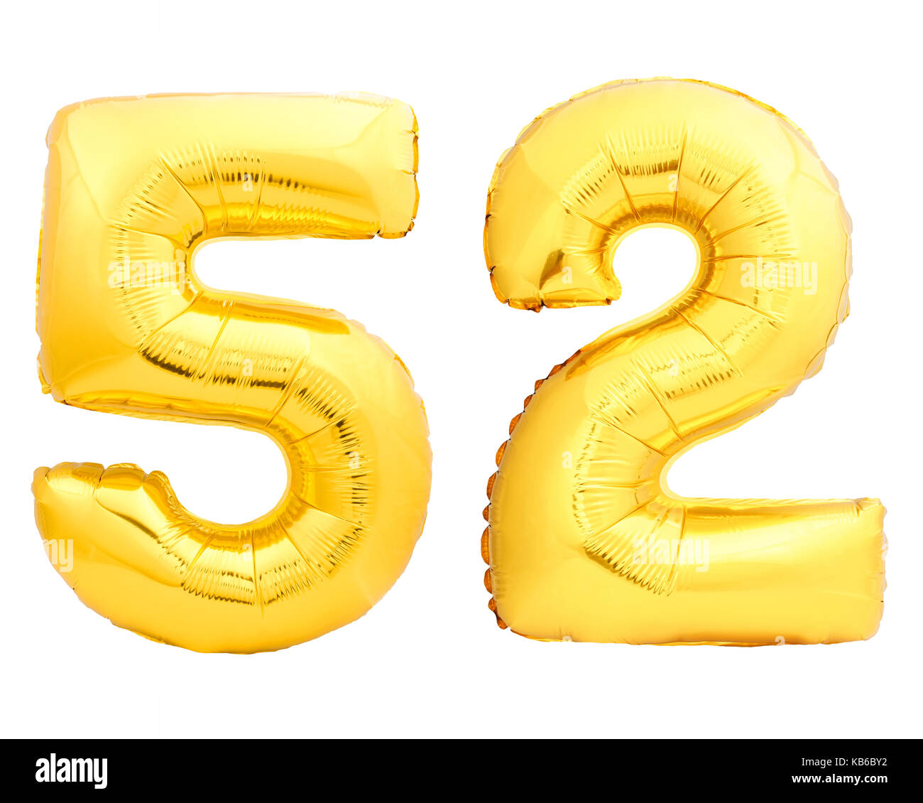 Golden number 52 fifty two made of inflatable balloon Stock Photo - Alamy