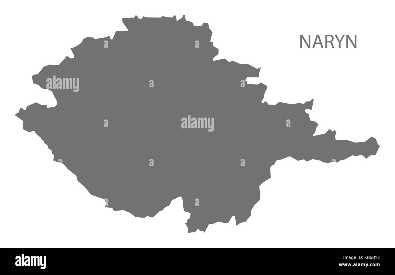 Naryn region map of Kyrgyzstan grey illustration silhouette shape Stock ...