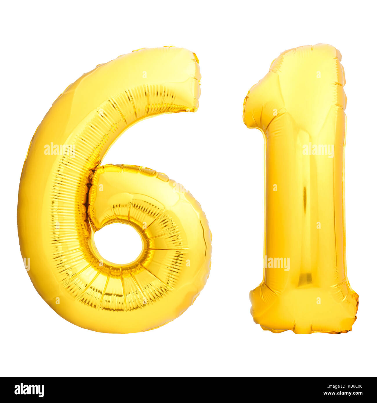 Golden number 61 sixty one made of inflatable balloon Stock Photo - Alamy