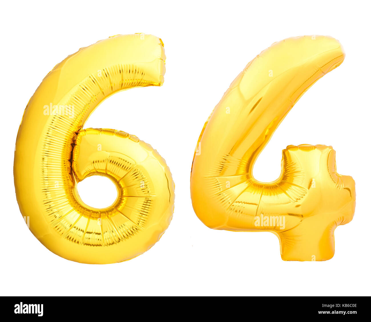 Golden number 64 sixty four made of inflatable balloon Stock Photo - Alamy