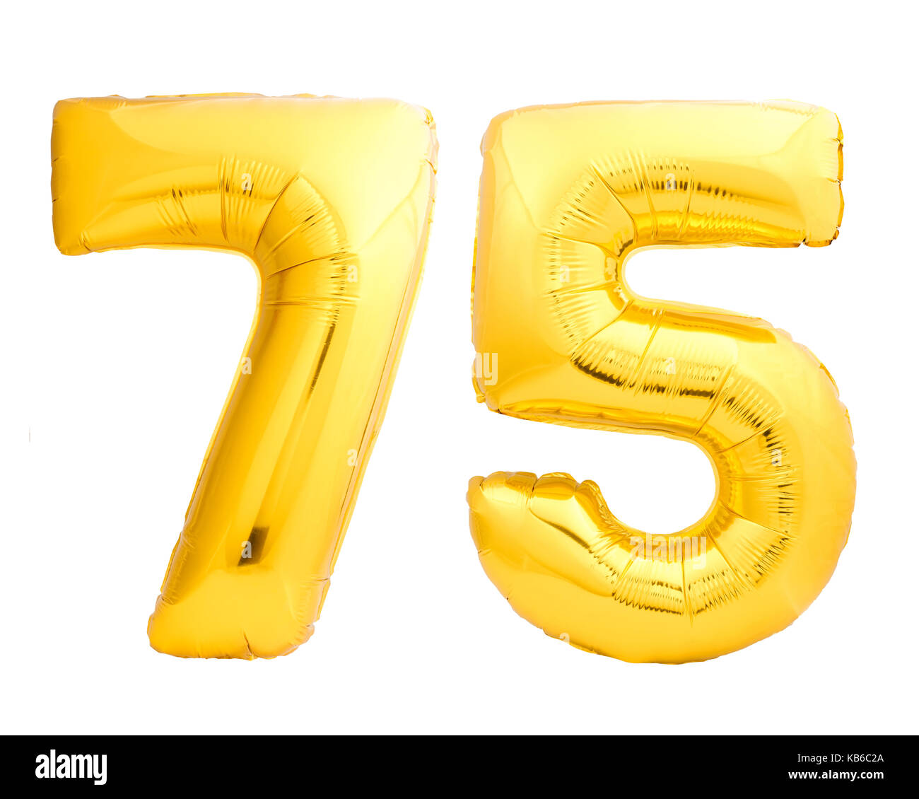 Golden number 75 seventy five made of inflatable balloon Stock Photo ...