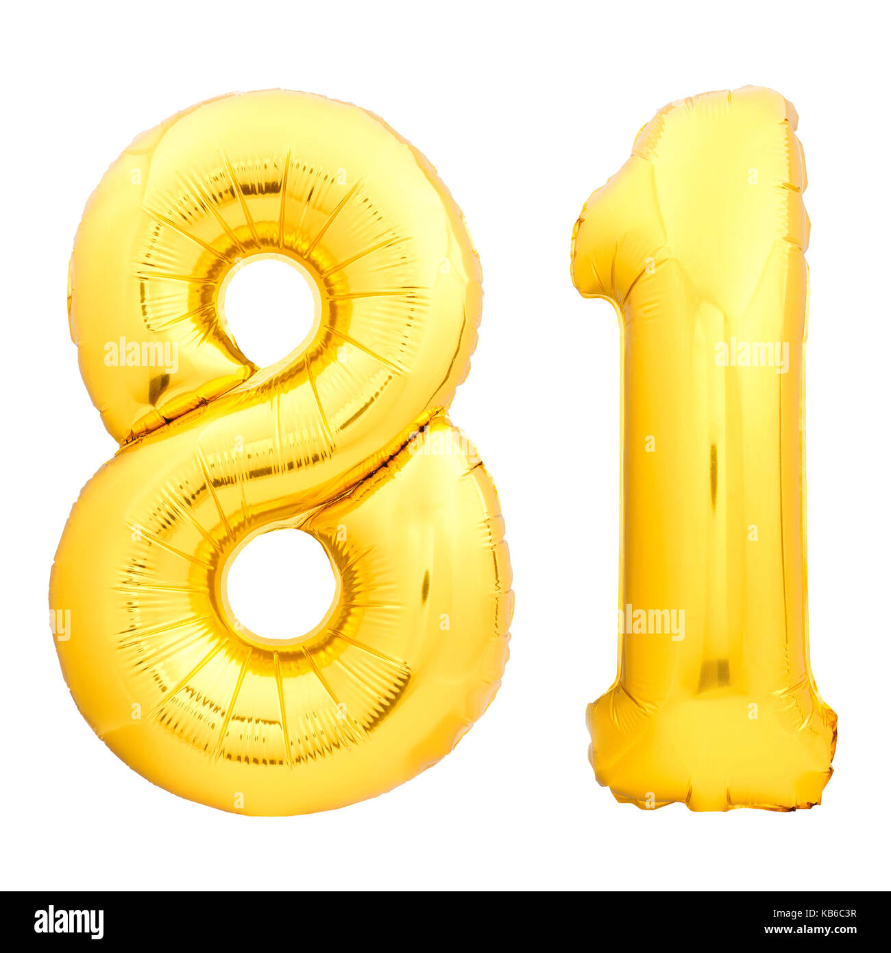 Golden number 81 eighty one made of inflatable balloon Stock Photo - Alamy