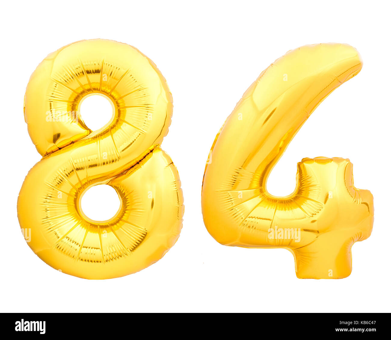 Golden number 84 eighty four made of inflatable balloon Stock Photo - Alamy