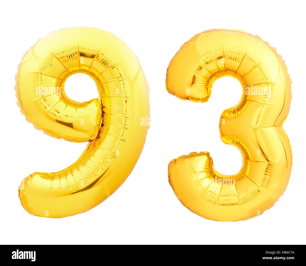 Golden number 93 ninety three made of inflatable balloon Stock Photo ...