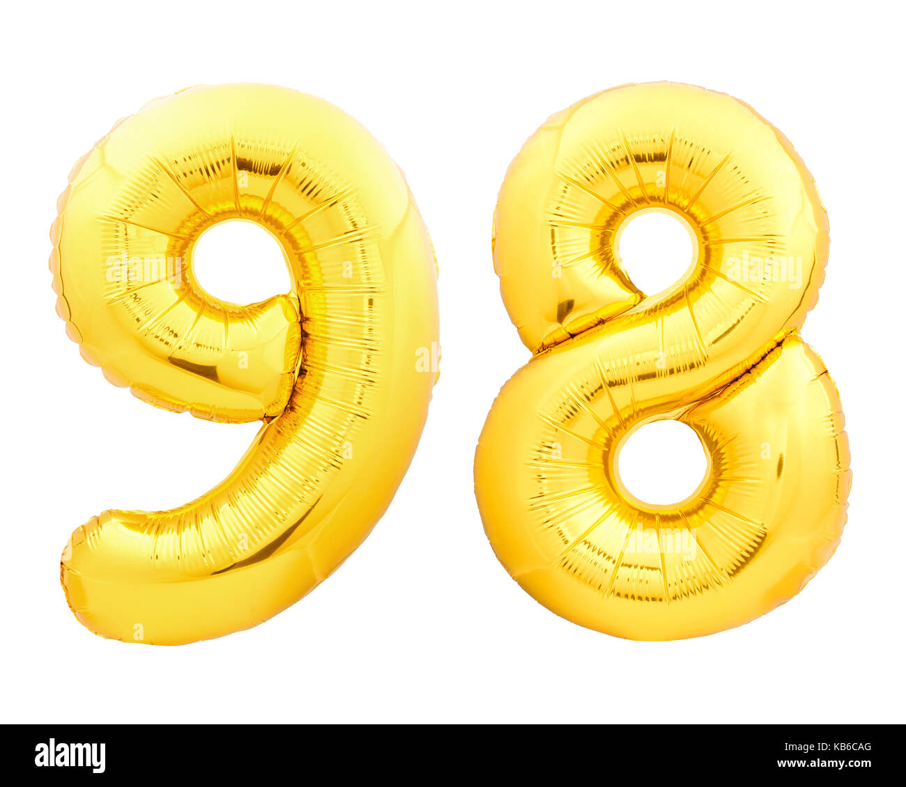 Golden number 98 ninety eight made of inflatable balloon Stock Photo ...