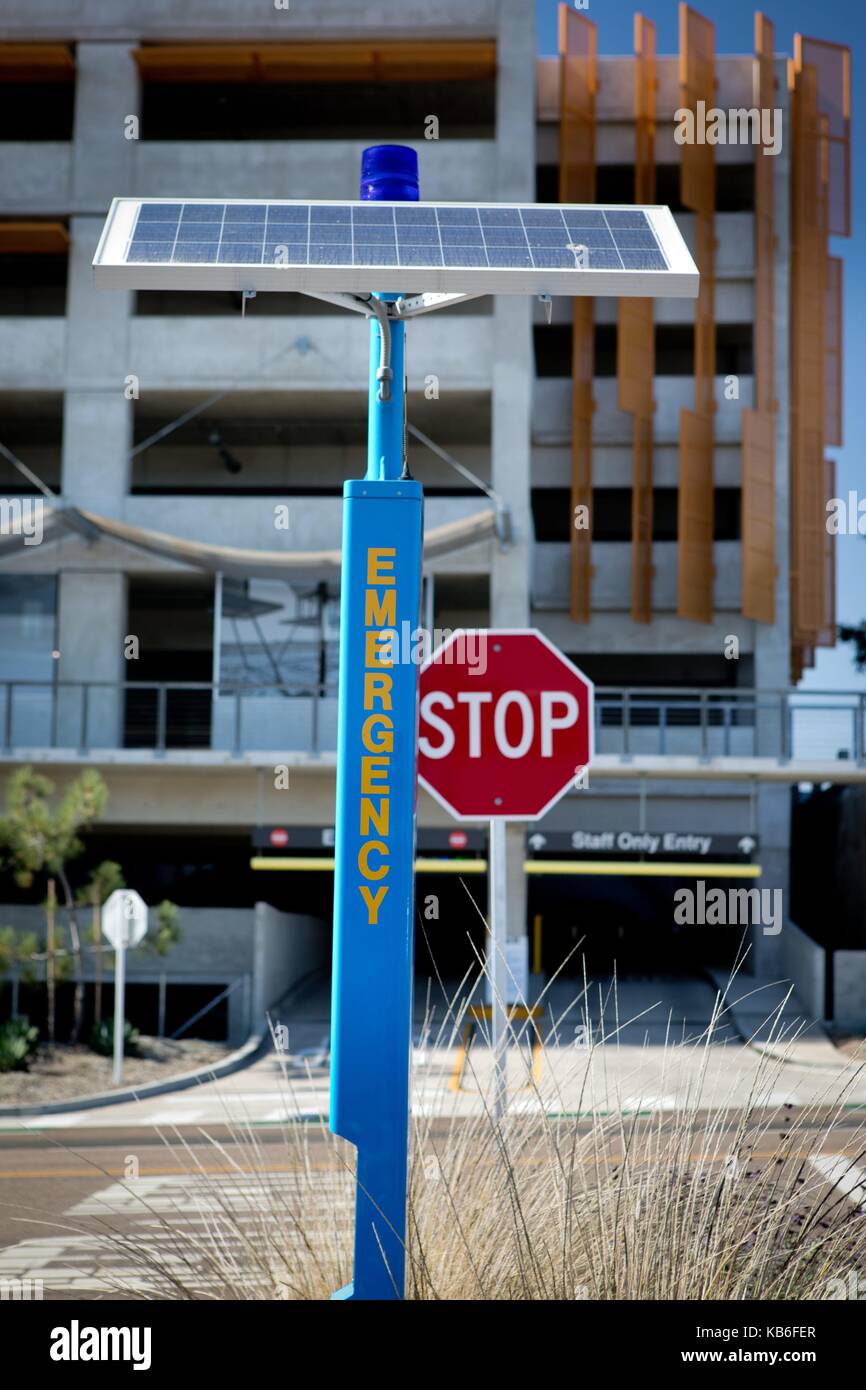 Emergency telephone, powered by solar cells, at the UCSD Science ...
