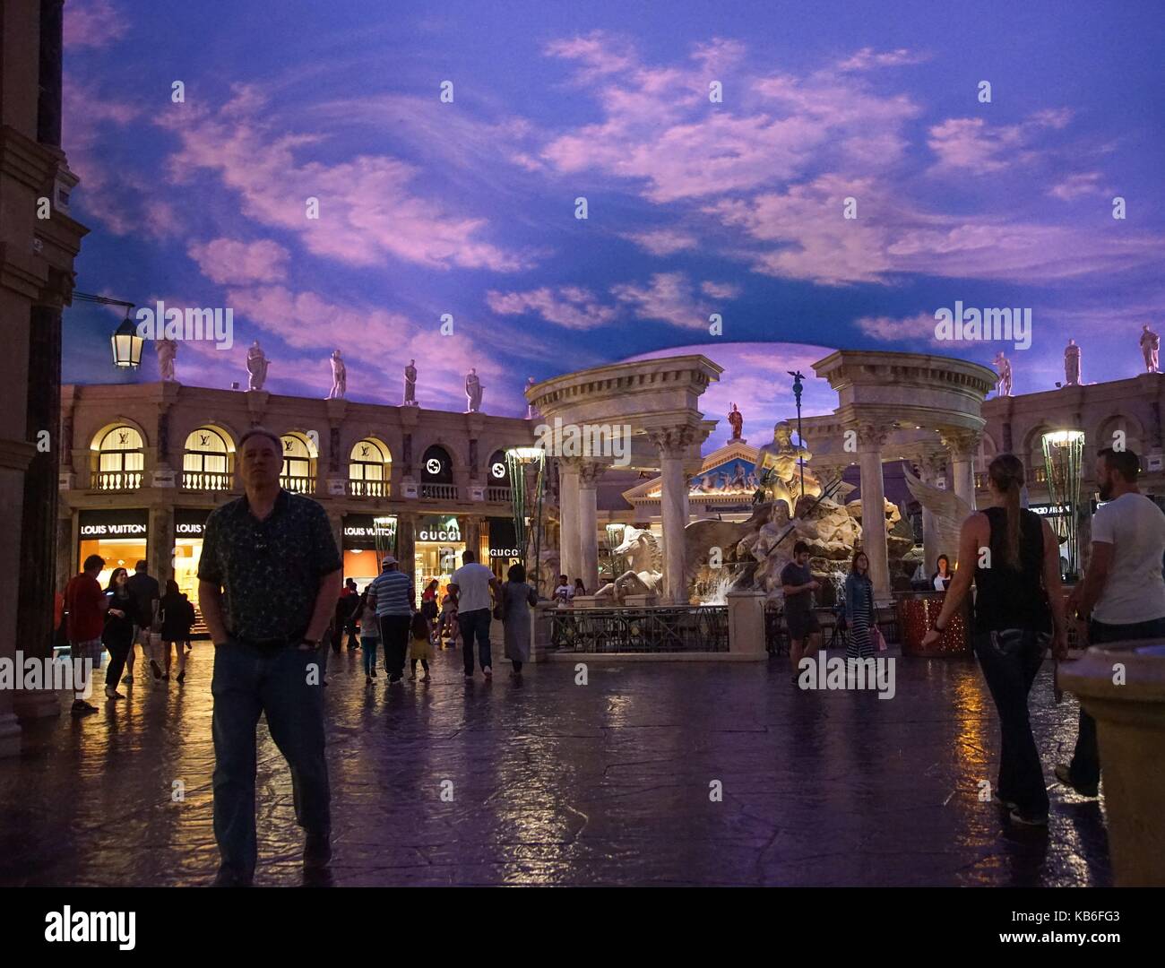 An artificial sky spans the shopping mall in the style of old Rome in ...