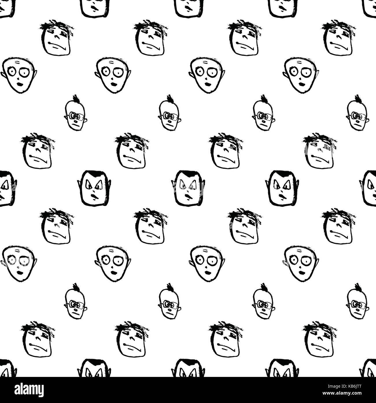 Doodles faces pattern Stock Vector Image & Art - Alamy