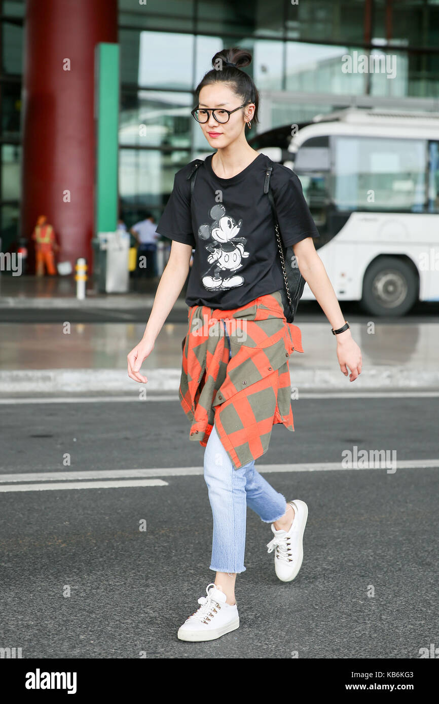 Chinese model Liu Wen is pictured at the Beijing Capital International ...