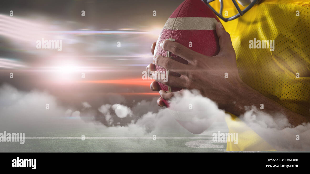 Digital image of American football playing field with smoke Stock Photo ...