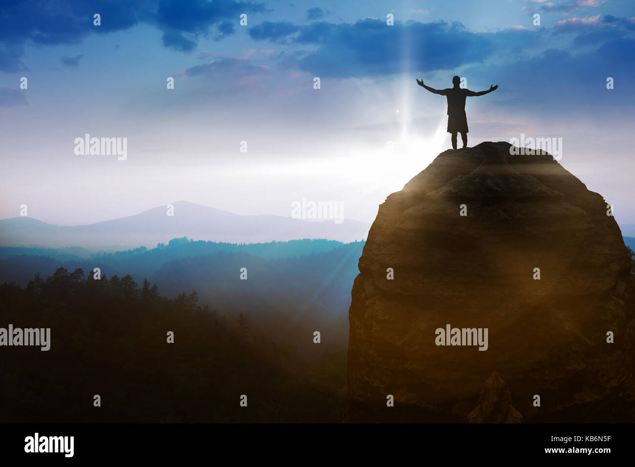 Shadow of men standing and raising arms against full frame shot of sky ...