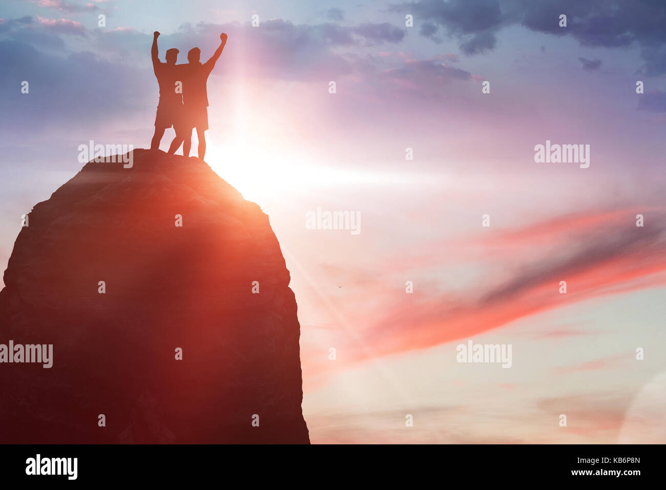 Silhouette men against dark sky hi-res stock photography and images - Alamy