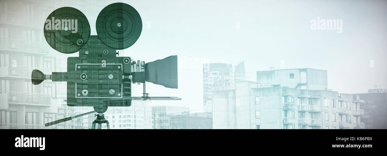 Film reel camera with tripod against white background Stock Photo - Alamy