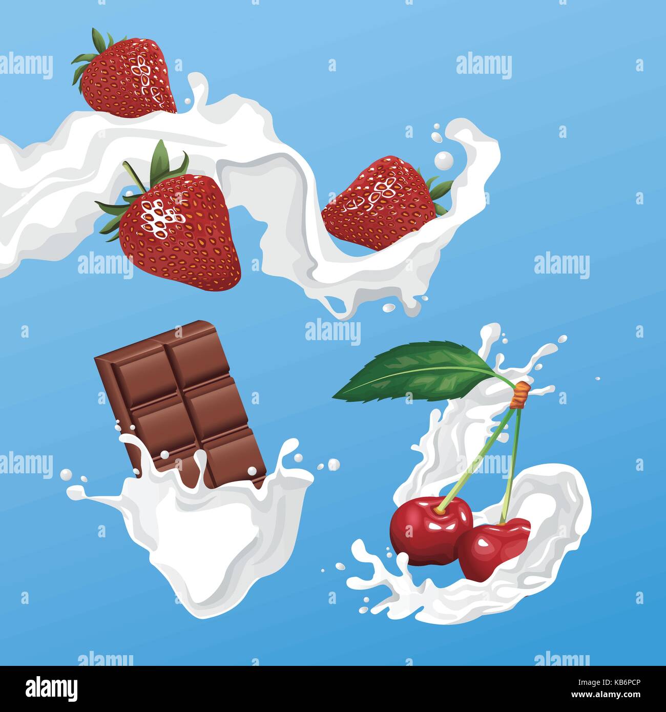 Strawberries cream splash Stock Vector Images - Alamy