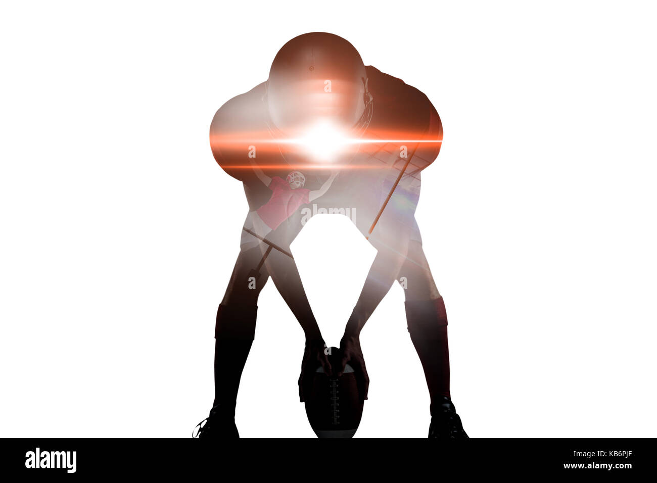 Full length of sports player placing the ball between his legs against ...