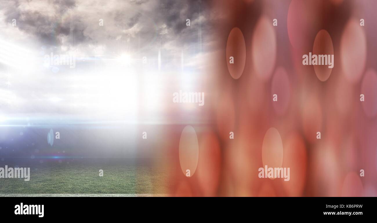 Digital composite of Sports stadium lights transition effect with ...