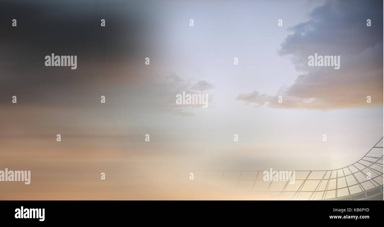 Digital composite of Sports stadium transition effect with sky Stock ...