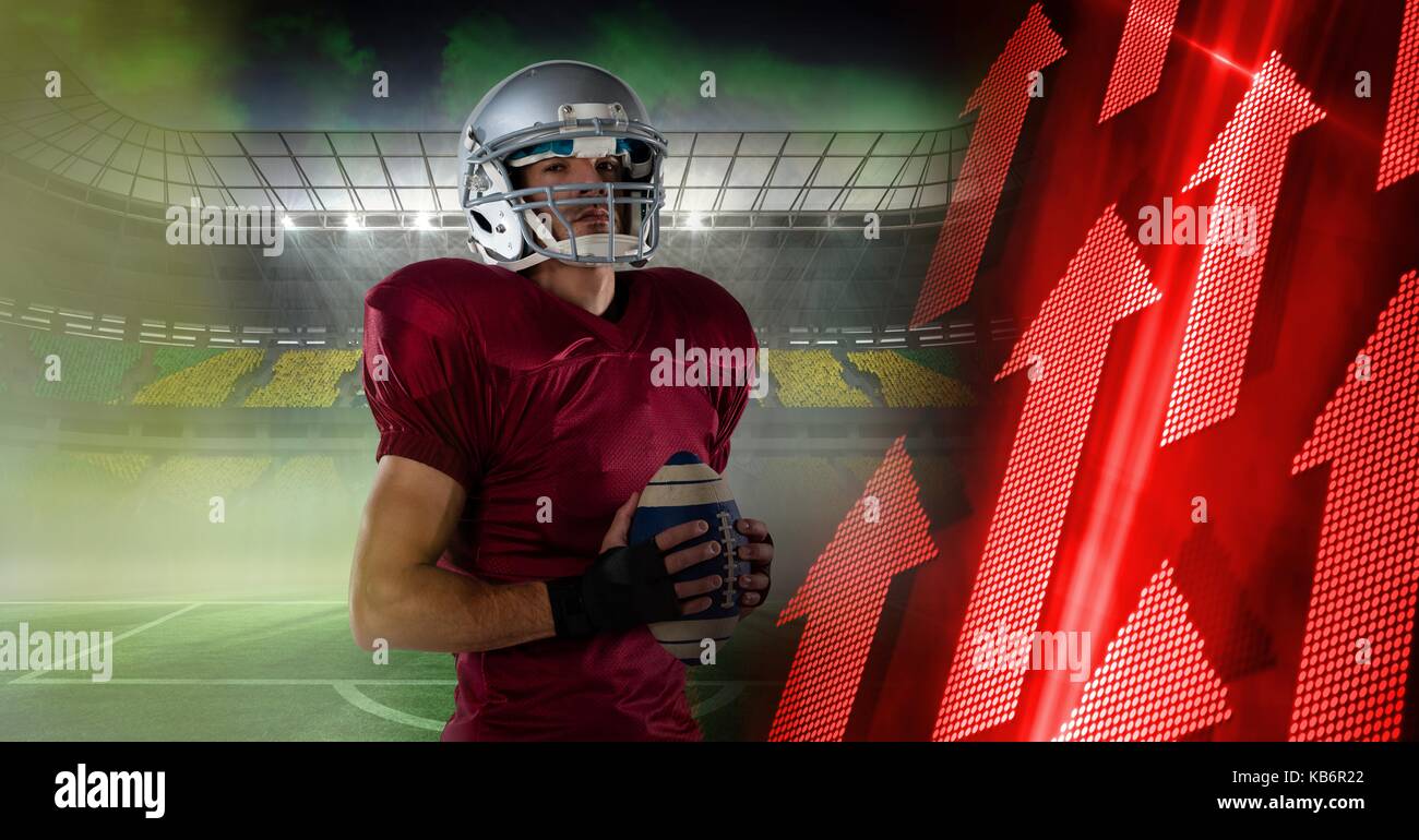 Digital composite of American football player with stadium transition ...