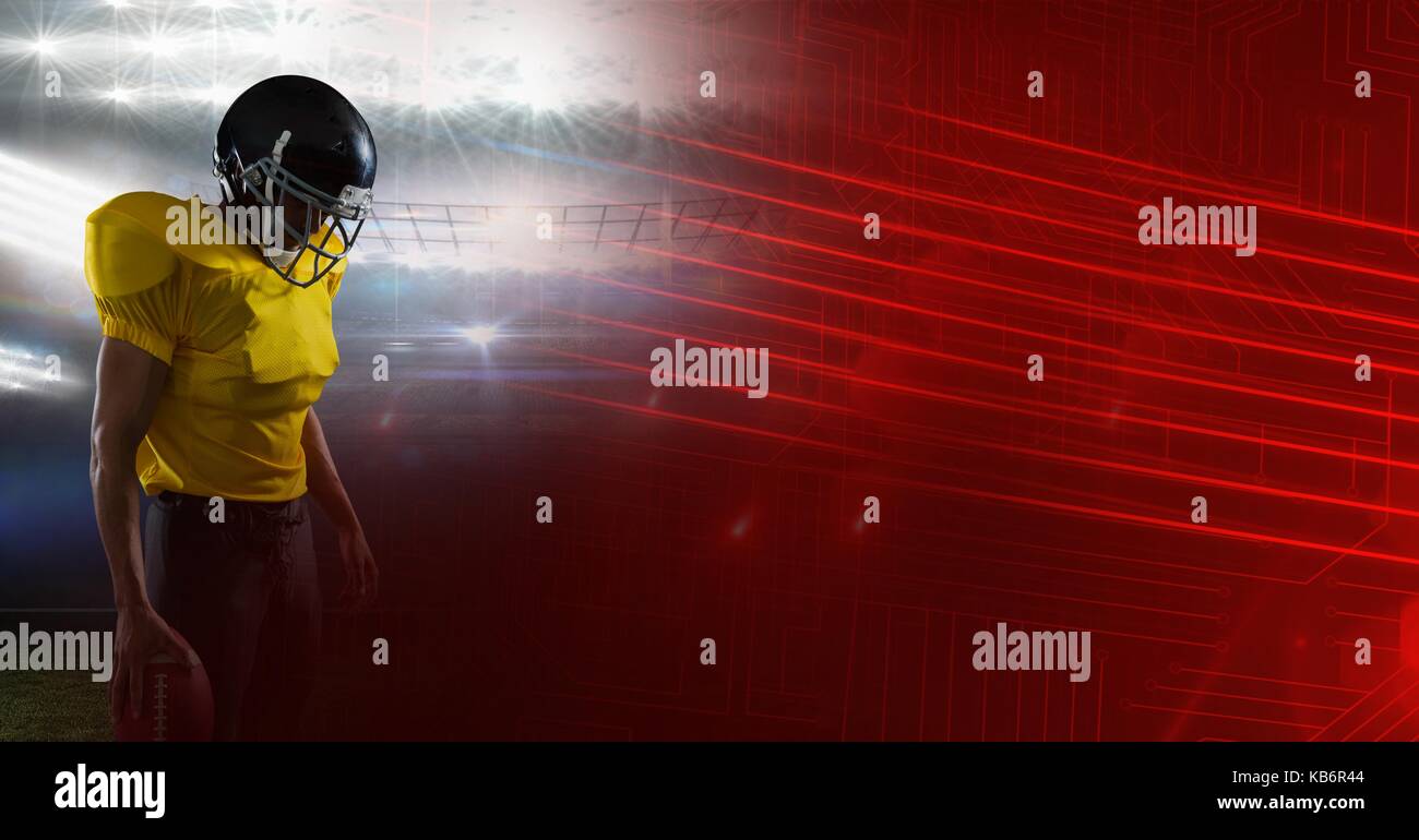 Digital composite of American football player with stadium transition ...