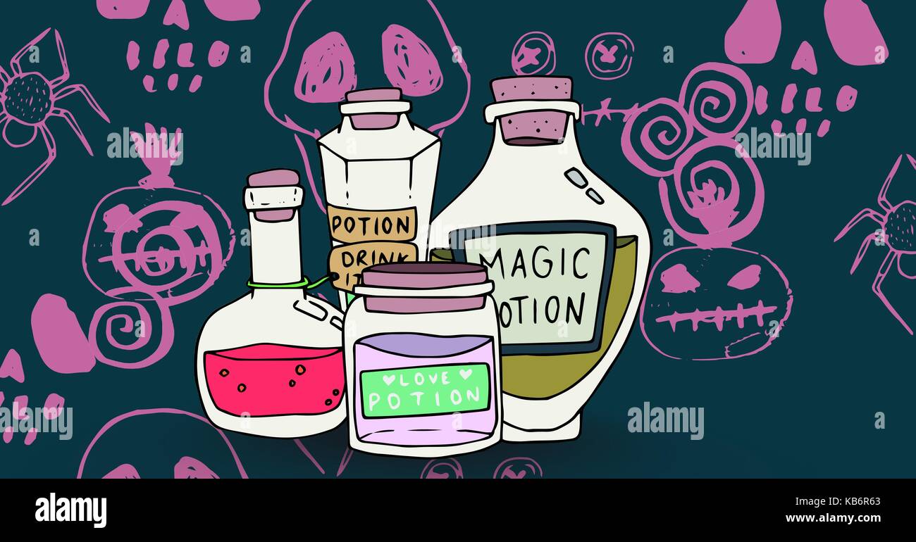 Digital composite of Magic potion halloween illustrations Stock Photo ...