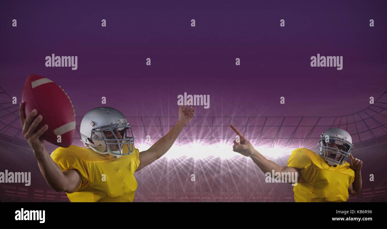 Digital composite of american football players cheering with ball Stock ...