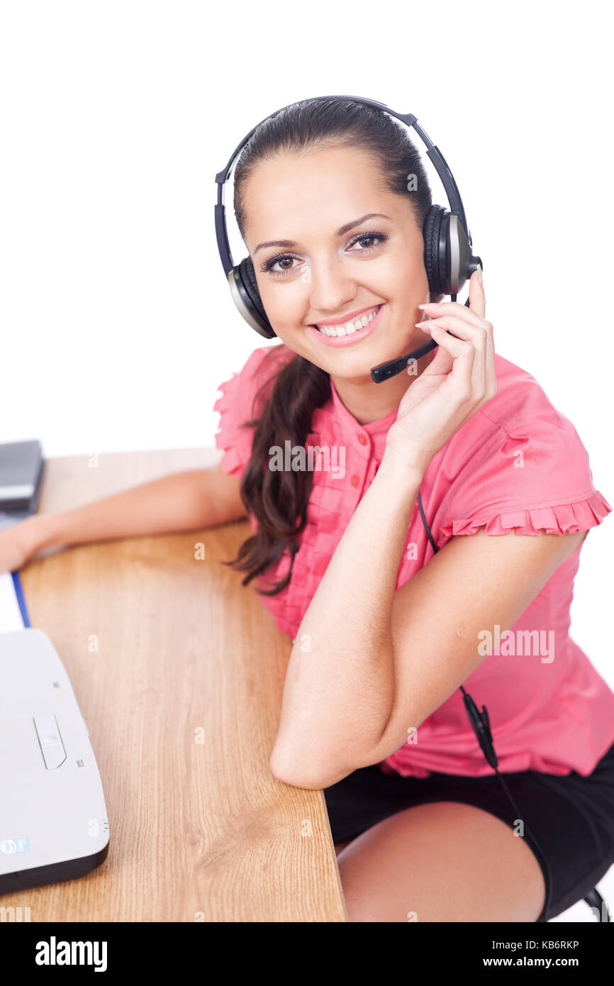 Young beautiful call center female operator Stock Photo - Alamy