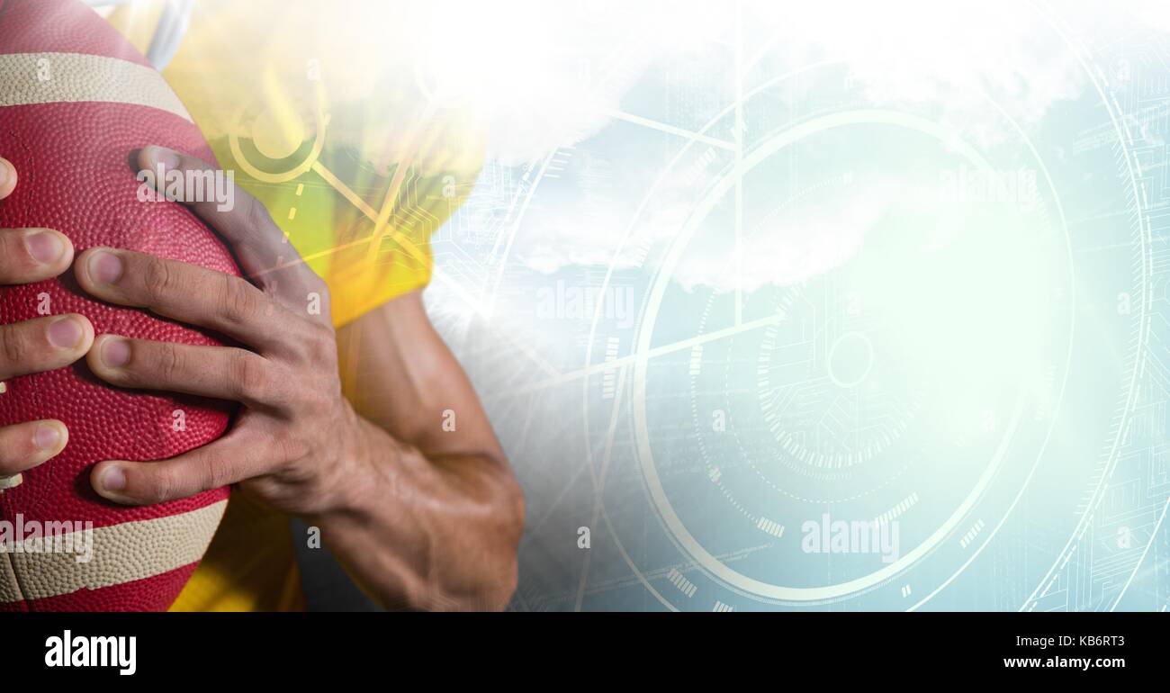 Digital composite of American football player with technology ...