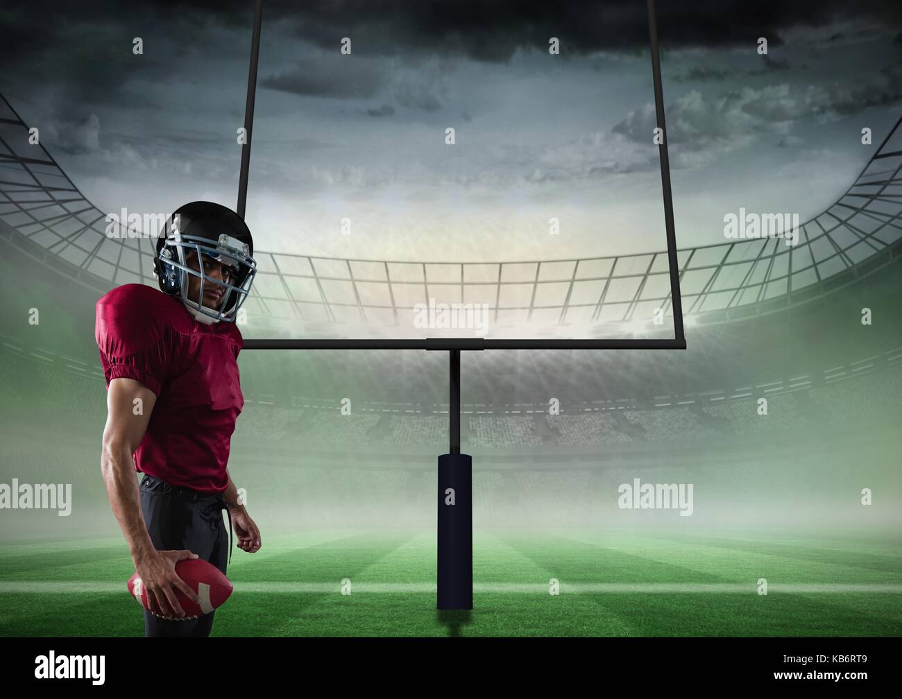 Digital composite of american football player standing in stadium Stock ...