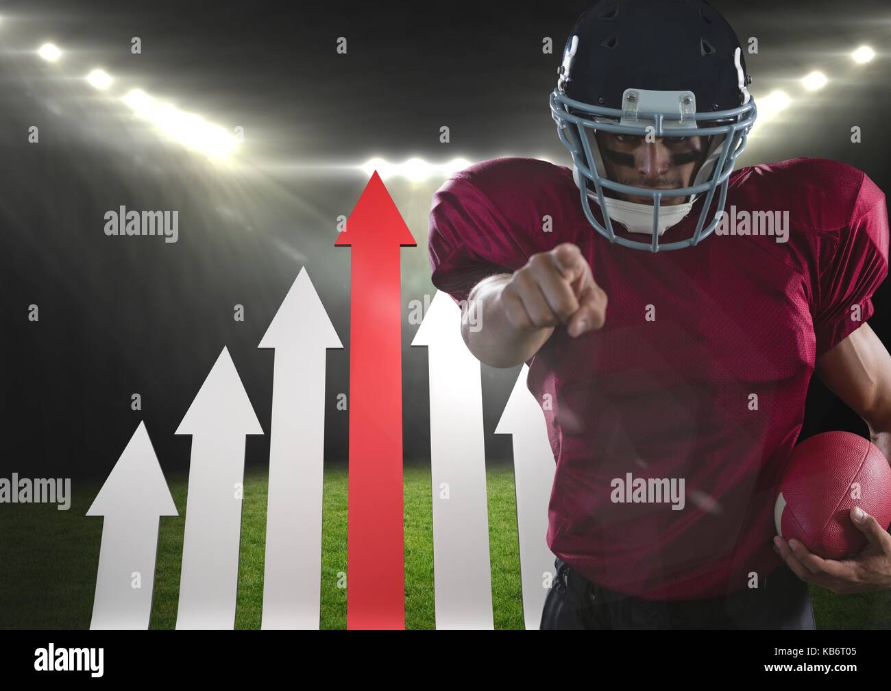 Digital composite of american football player pointing in stadium Stock ...