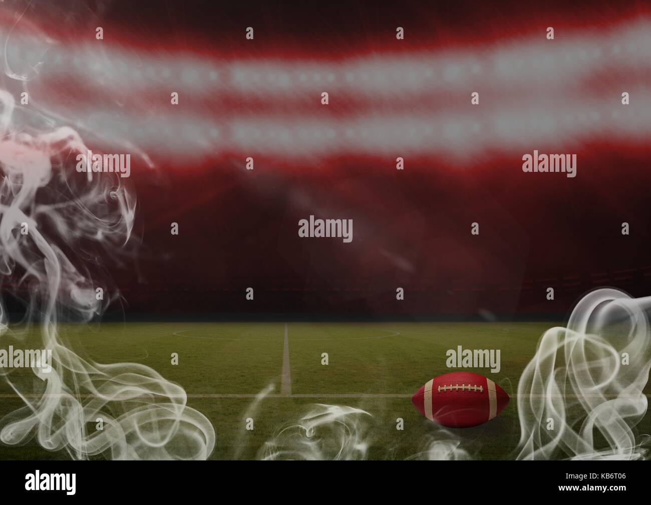 Digital composite of Red american football ball in stadium Stock Photo ...