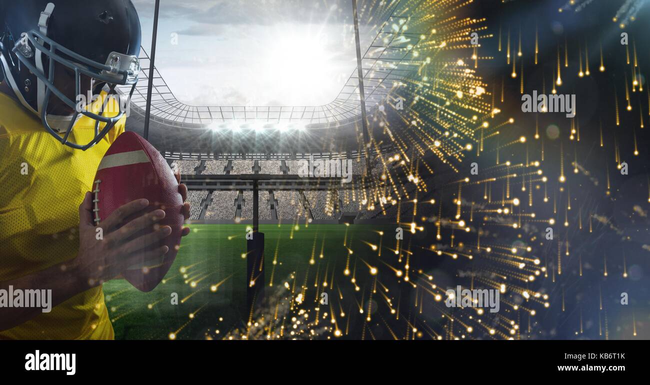Digital composite of American football player with stadium transition ...