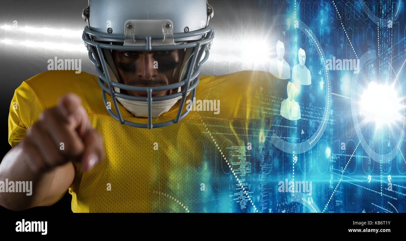 Digital composite of American football player with stadium transition ...