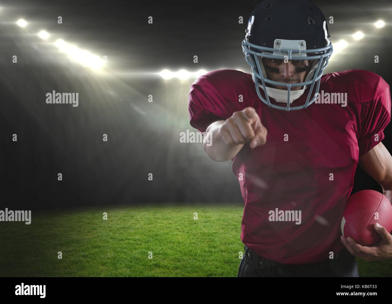 Digital composite of american football player pointing in stadium Stock ...
