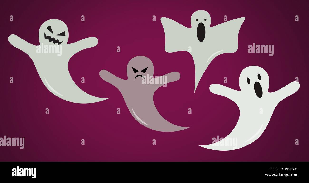 Digital composite of ghost illustrations flying Stock Photo - Alamy